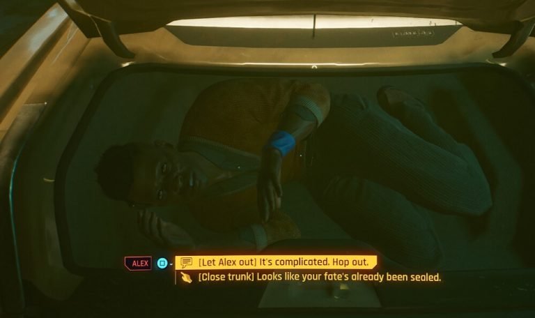 Cyberpunk 2077: Let Alex Out or Close Trunk? Olive Branch Guide ...